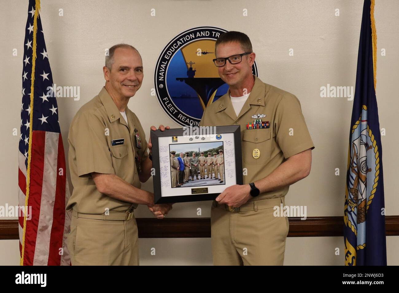 Master Chief Matthew Reed, right, Naval Education and Training Command ...