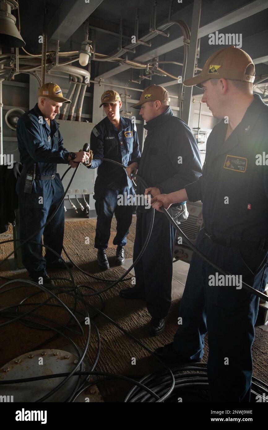 Sailors, assigned to the first-in-class aircraft carrier USS Gerald R ...