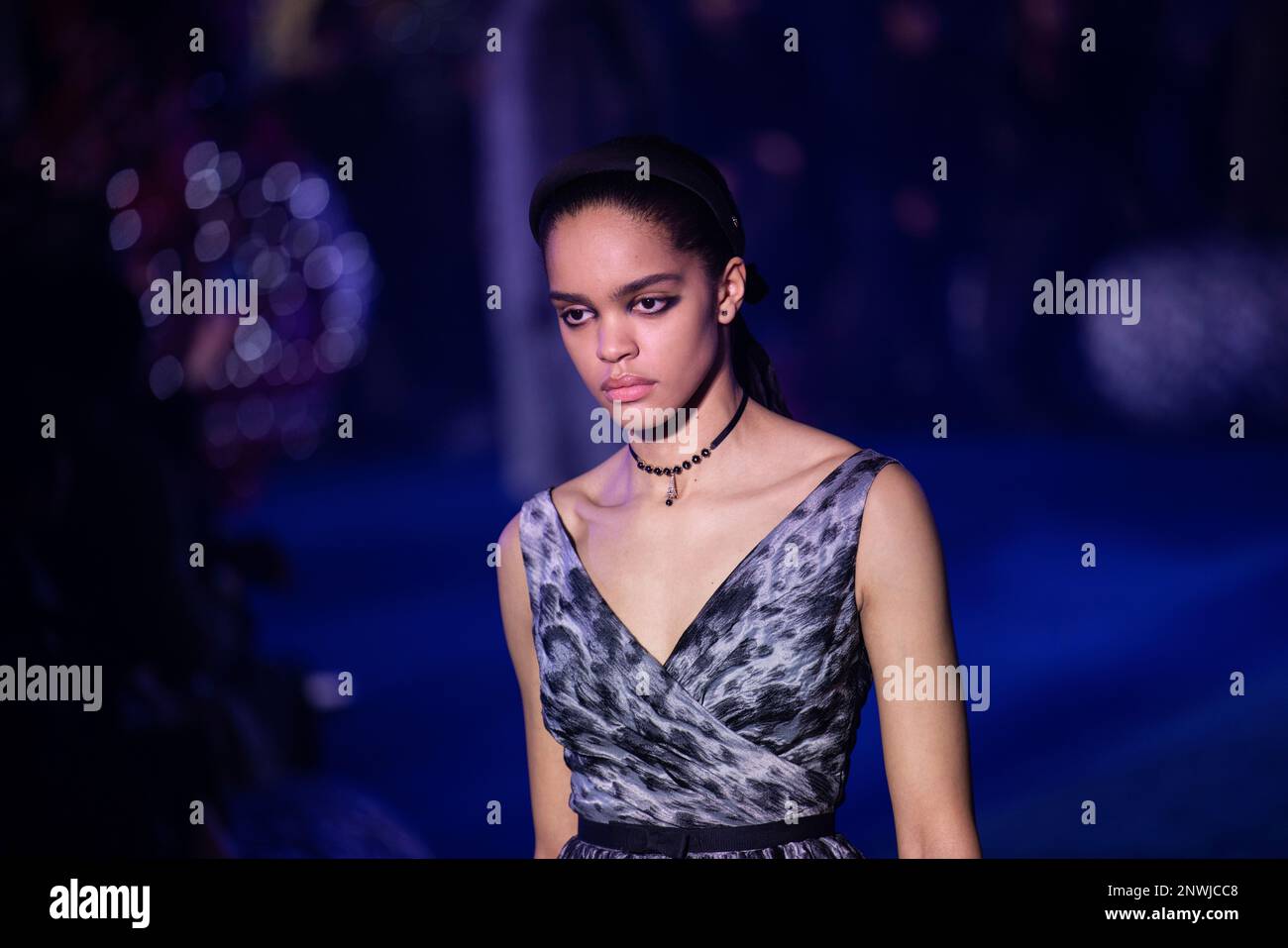 A model wears a creation as part of the Christian Dior Fall/Winter 2023 ...