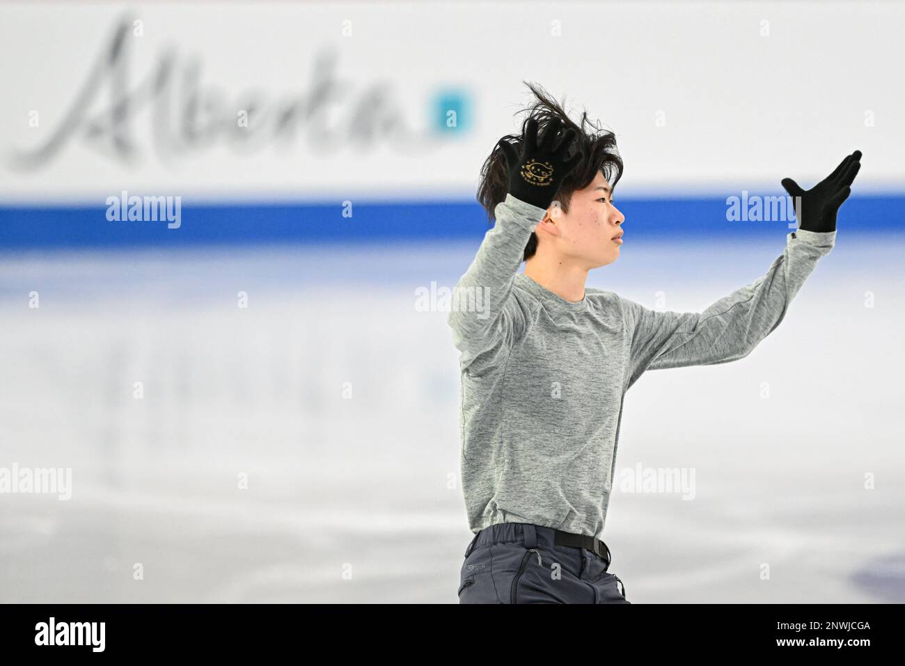 Nozomu YOSHIOKA (JPN), during Men Practice, at the ISU World Junior ...