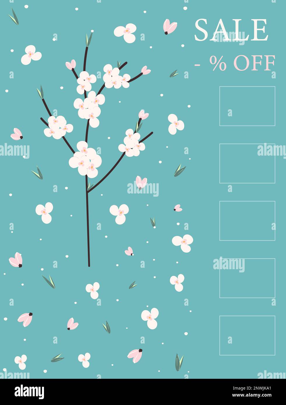 Poster design, flyer for sale with the image of a flowering branch with ...