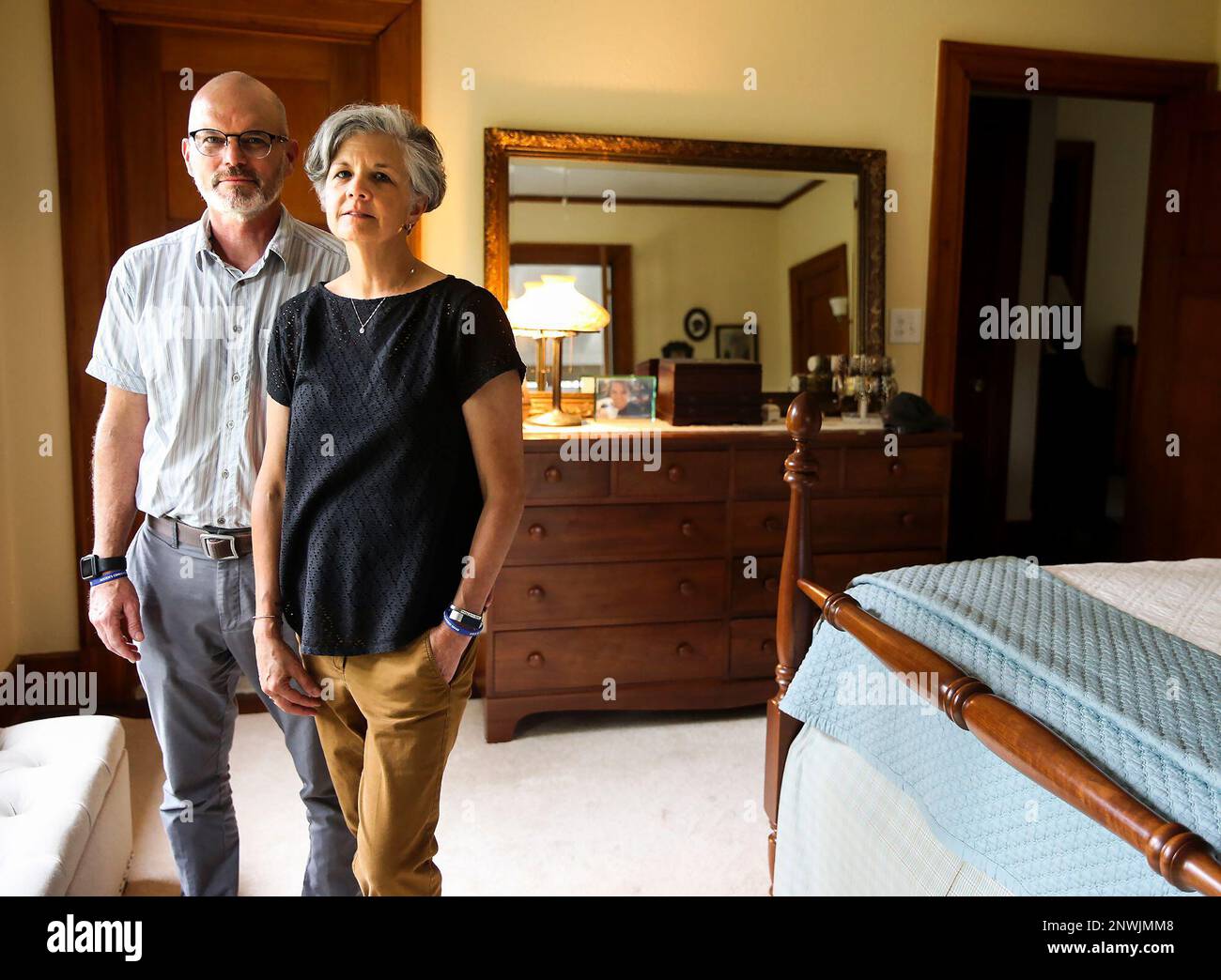 In this Sept. 11, 2018 photo, Stacy Horner-Dunn and her husband, Gary ...