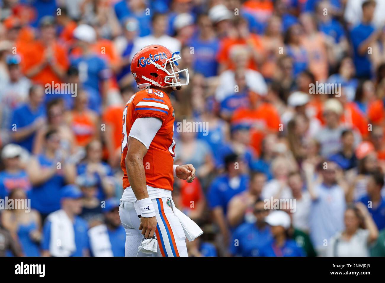 University of Florida Gators quarterback Feleipe Franks (13) reacts ...