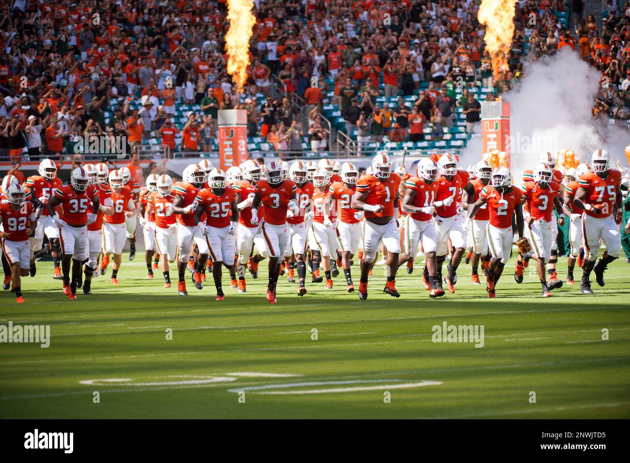 MIAMI GARDENS, FL - SEPTEMBER 22: University of Miami Hurricanes ...
