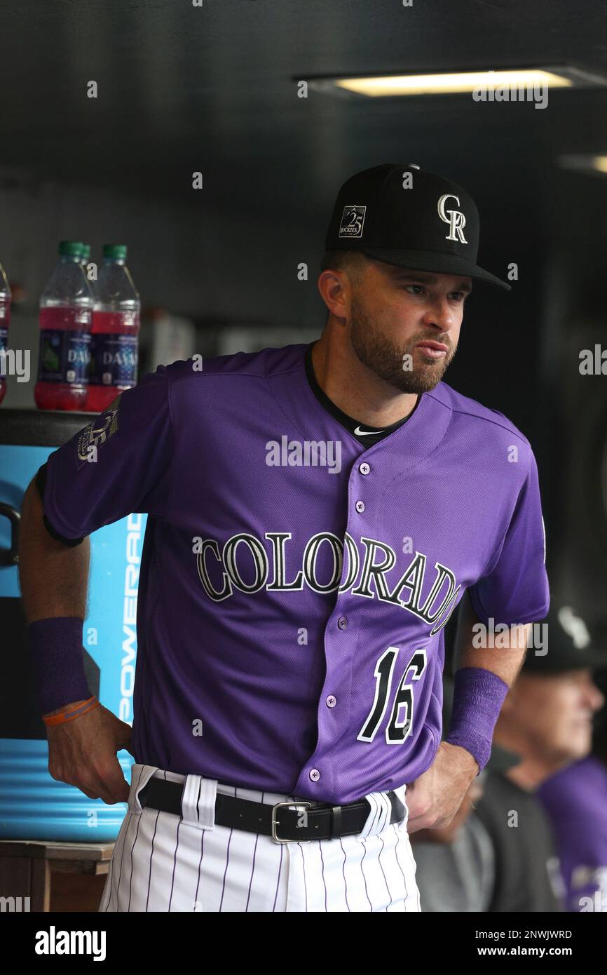Colorado Rockies catcher Drew Butera (16) prepares for the game against ...