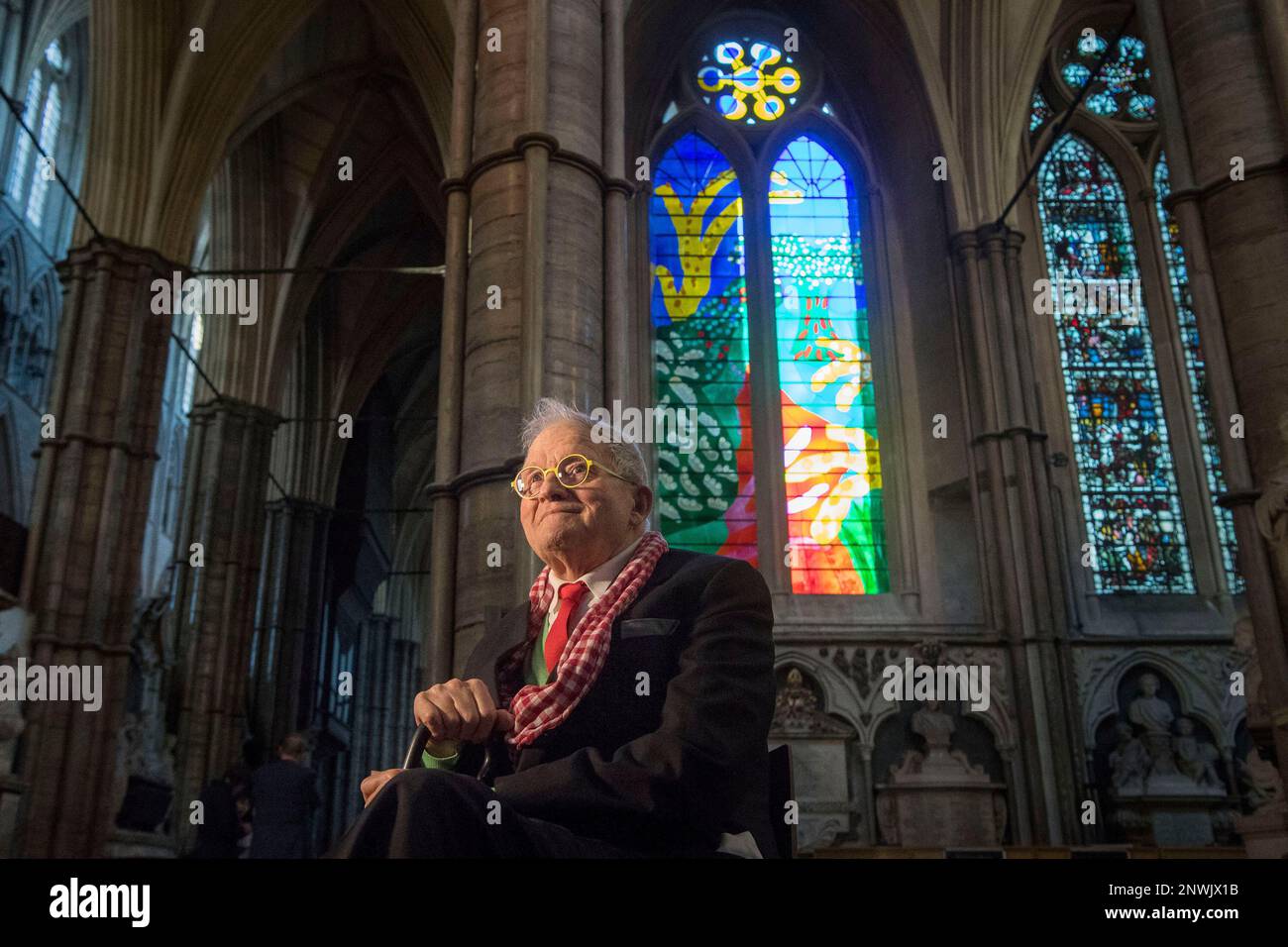 British artist David Hockney sits in front of The Queen's Window, a new ...