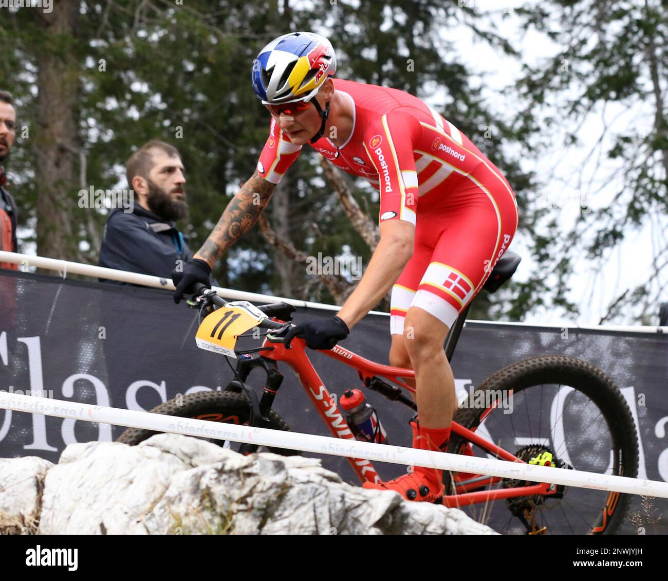 Simon Andreassen, of Denmark, at the U23 Men Cross Country Olympic race, at the 2018 UCI ...