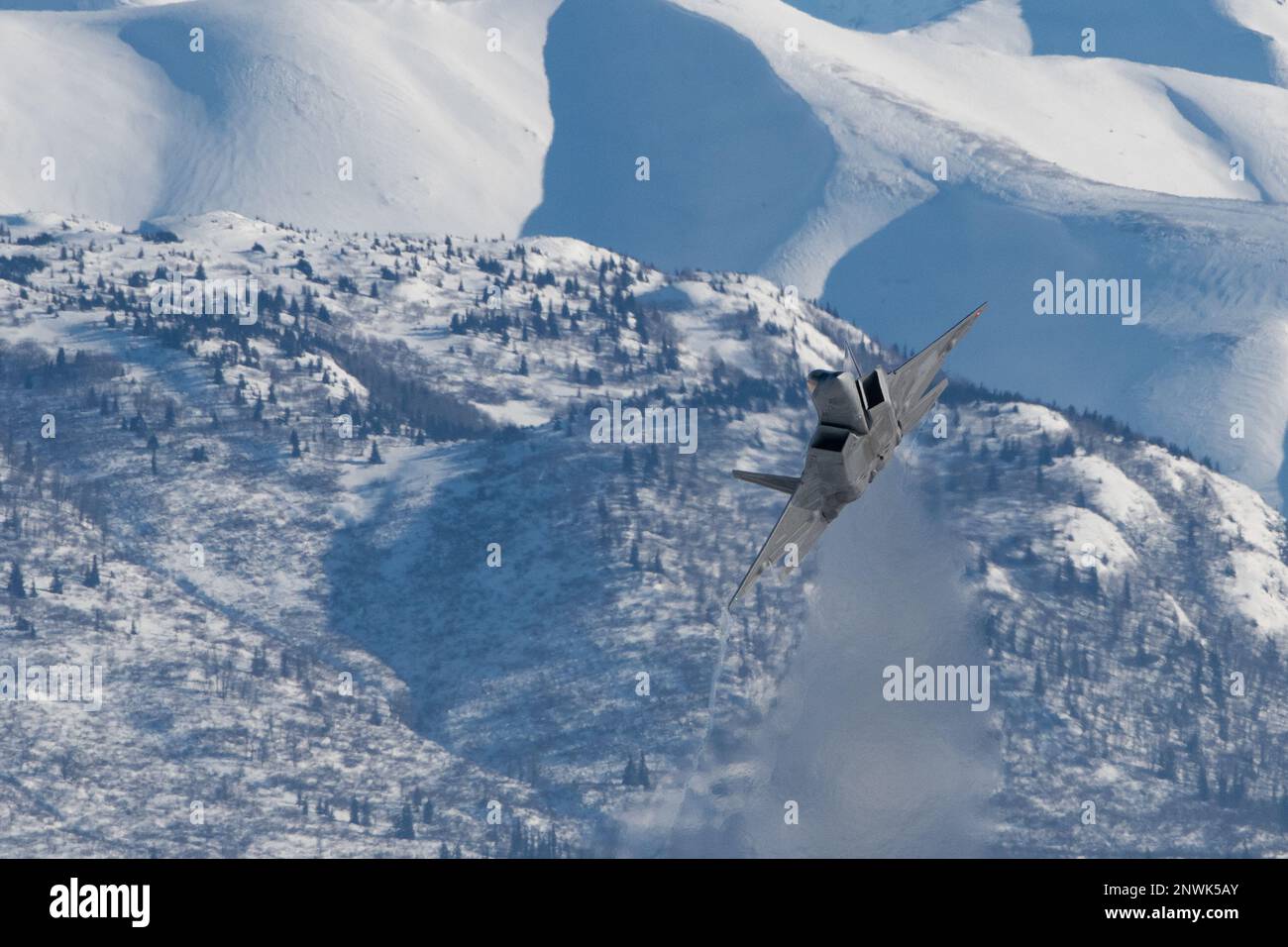 An F-22 Raptor assigned to the 525th Fighter Squadron takes off at ...