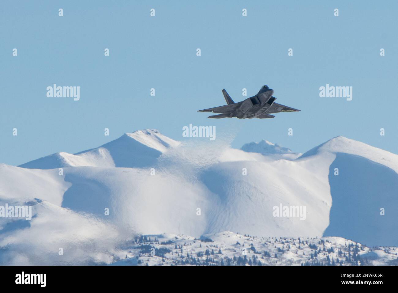 An F-22 Raptor assigned to the 525th Fighter Squadron takes off at ...