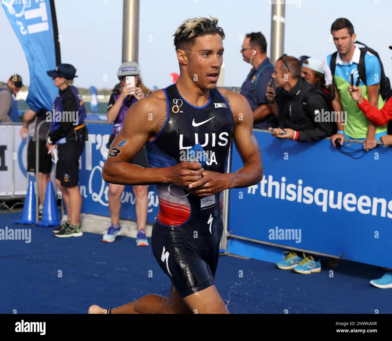 Vincent Luis, of France, wins the Elite Men Triathlon World Championship, at the ITU World ...
