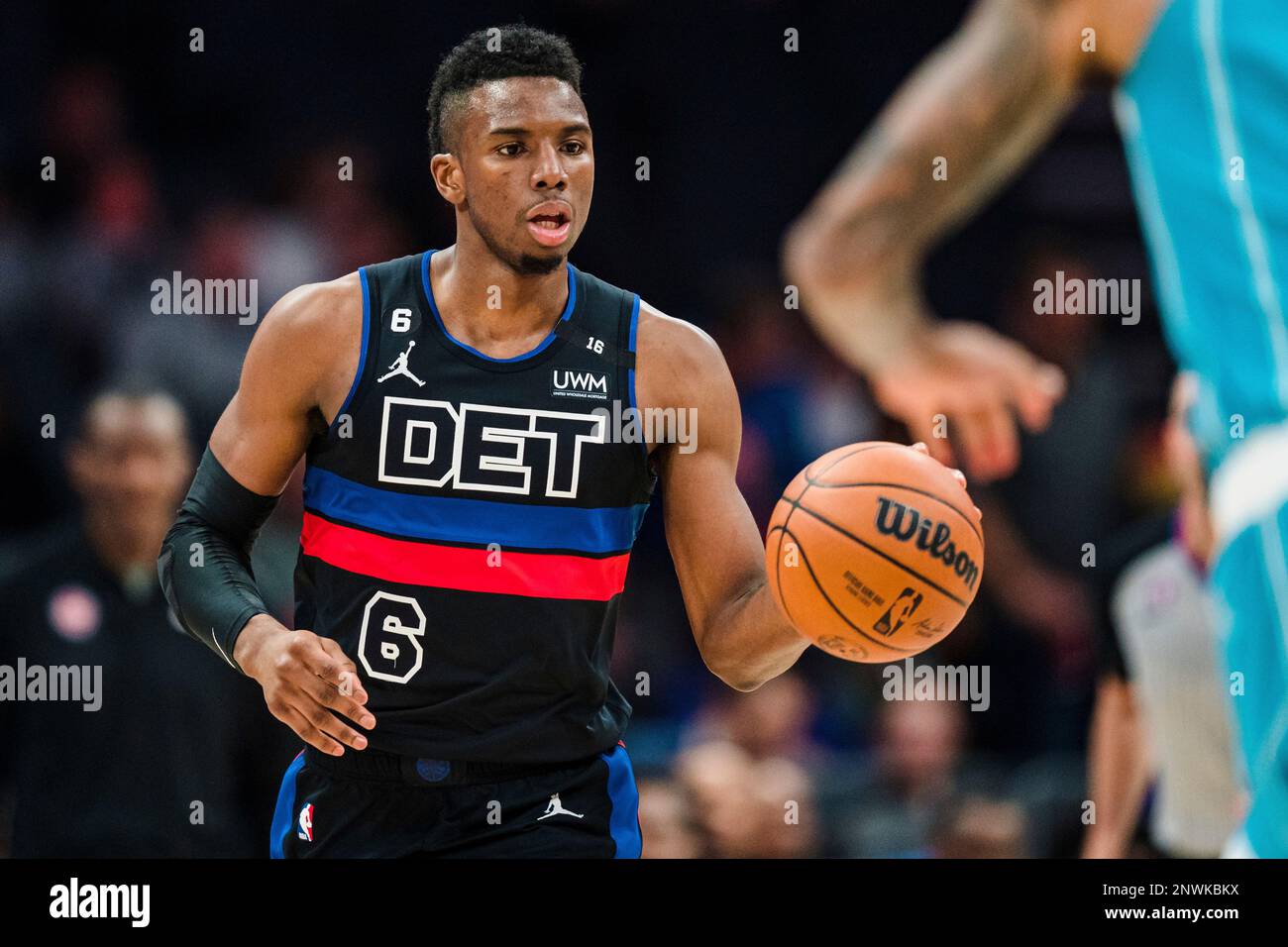 Detroit Pistons guard Hamidou Diallo (6) brings the ball up court ...