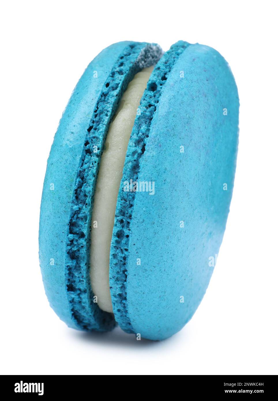 Light blue macaron isolated on white. Delicious dessert Stock Photo - Alamy