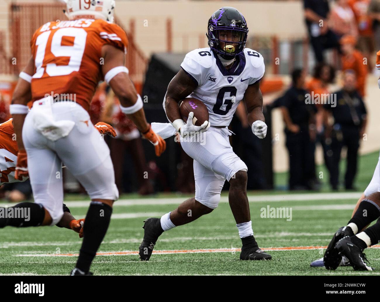 TCU running back Darius Anderson (6) looks for room to run during an ...