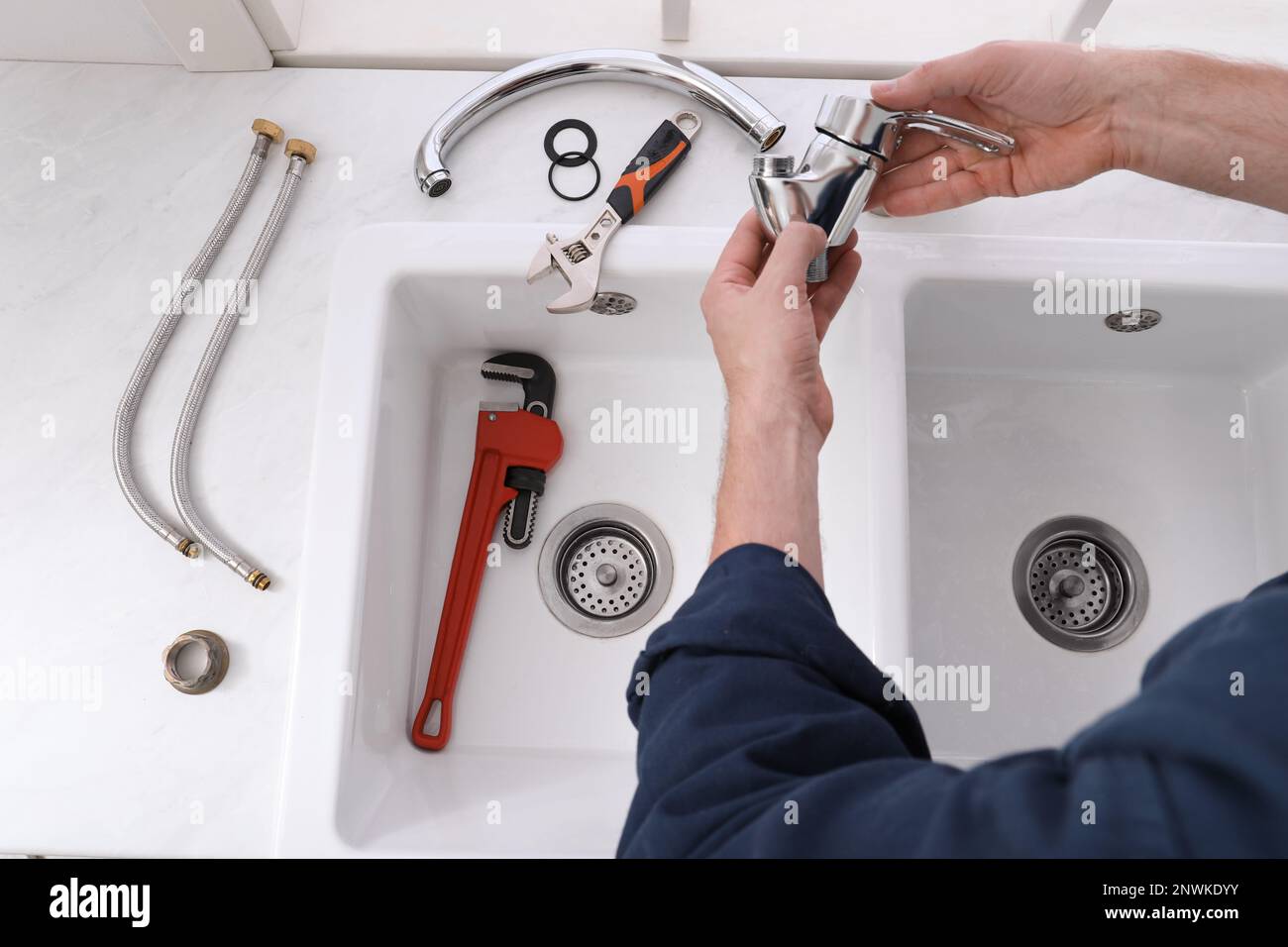 Kitchen tap top view hi-res stock photography and images - Alamy