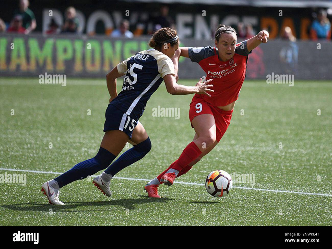 Portland Thorn's Caitlin Foord (9) battles North Carolina Courage's ...