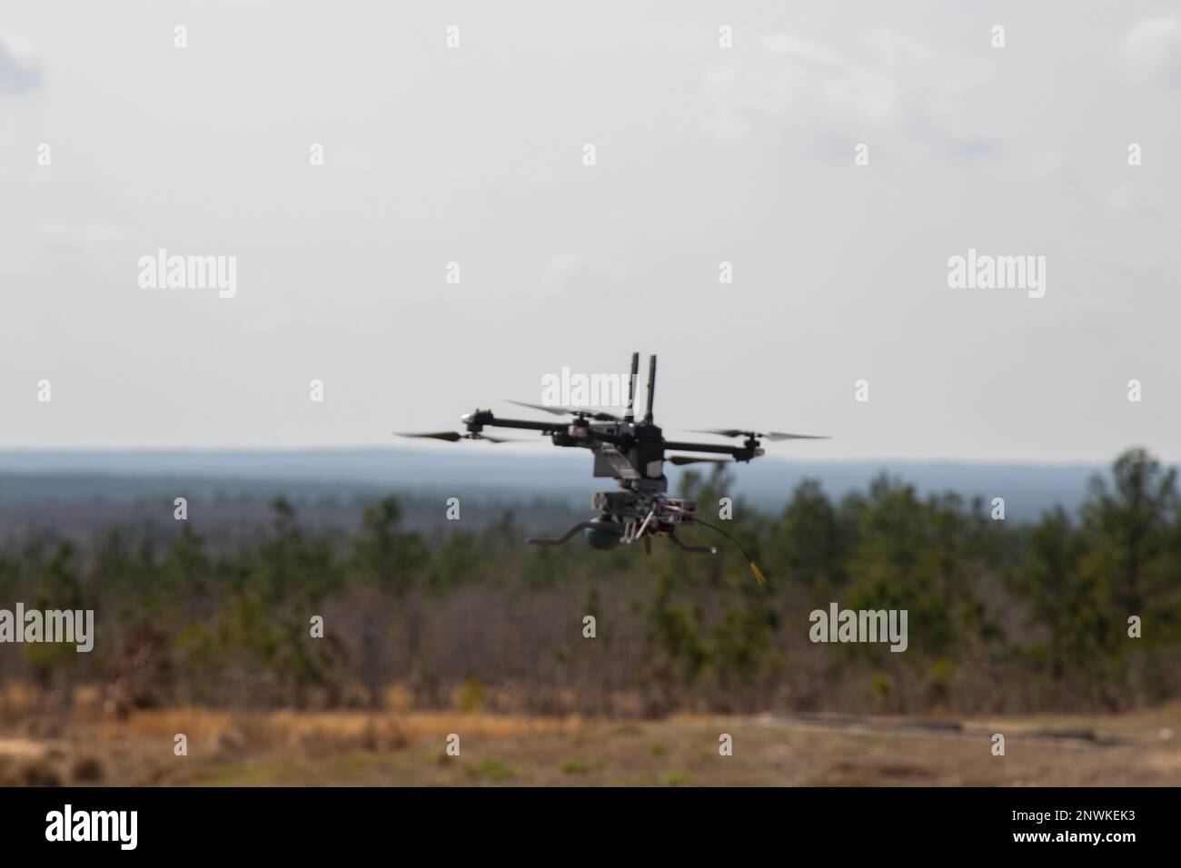 The Skydio RQ-28A drone flies high above the battlefield during a ...