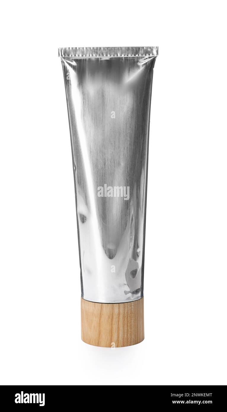 Eco friendly tube of toothpaste isolated on white. Conscious ...