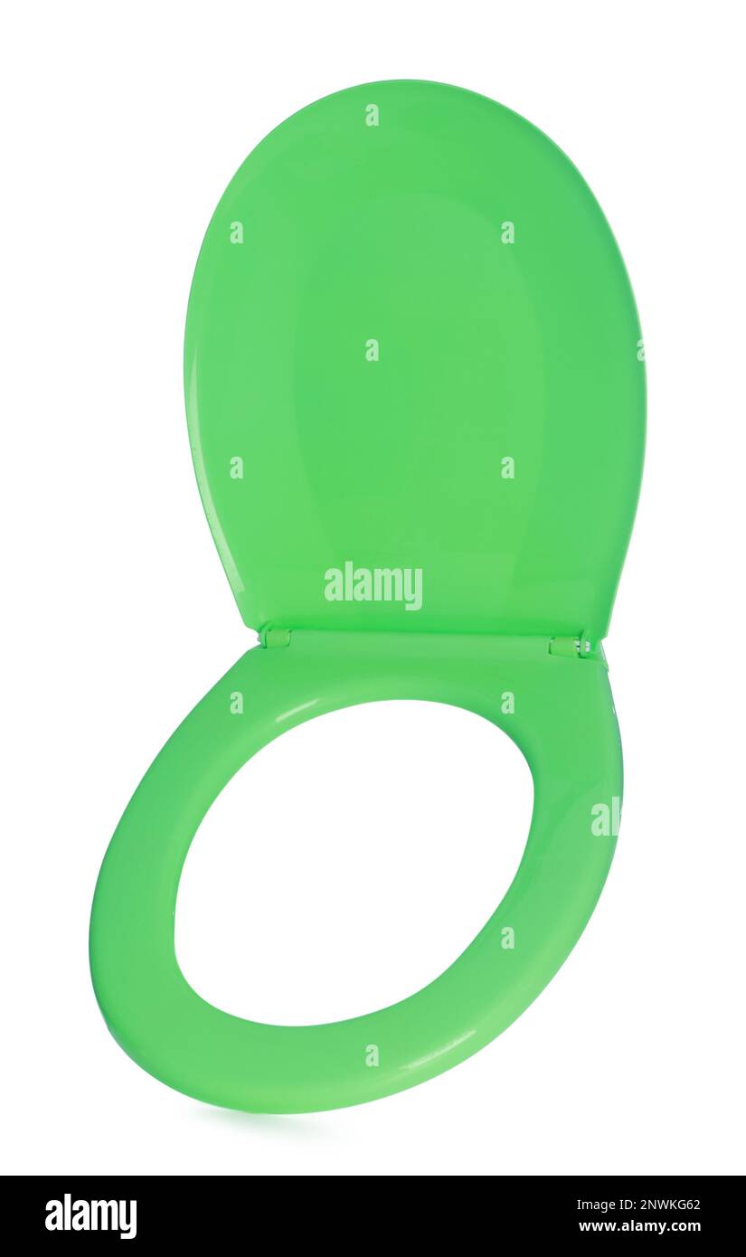 New green plastic toilet seat isolated on white Stock Photo - Alamy