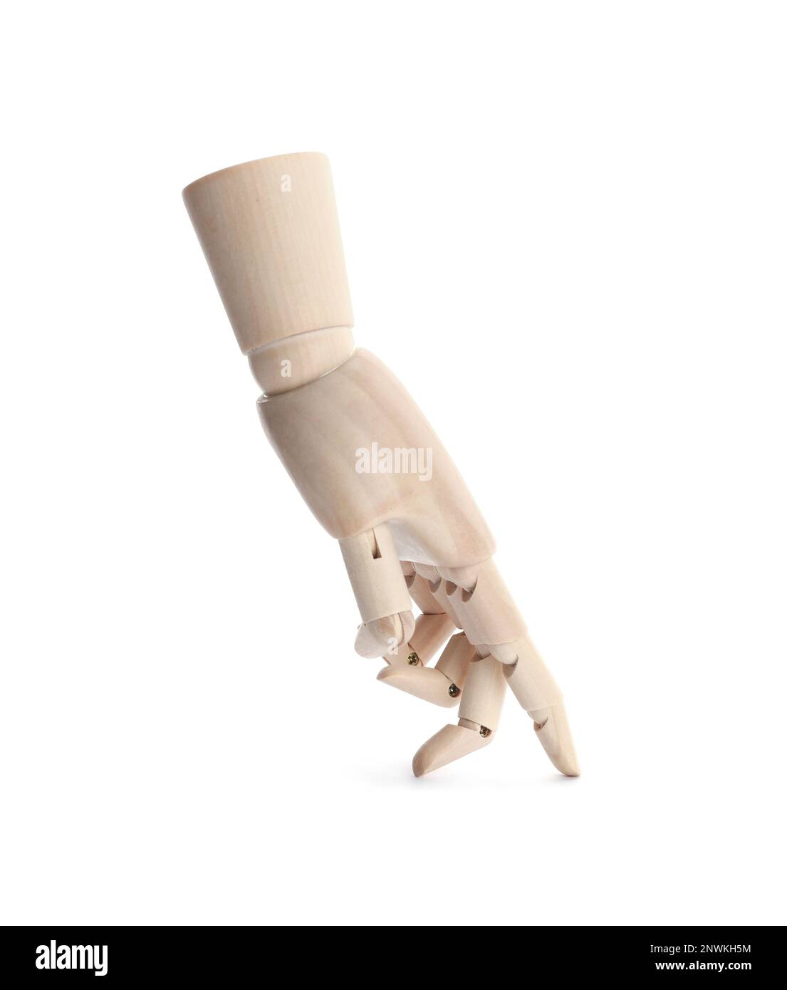 Wooden hand model on white background. Mannequin part Stock Photo - Alamy
