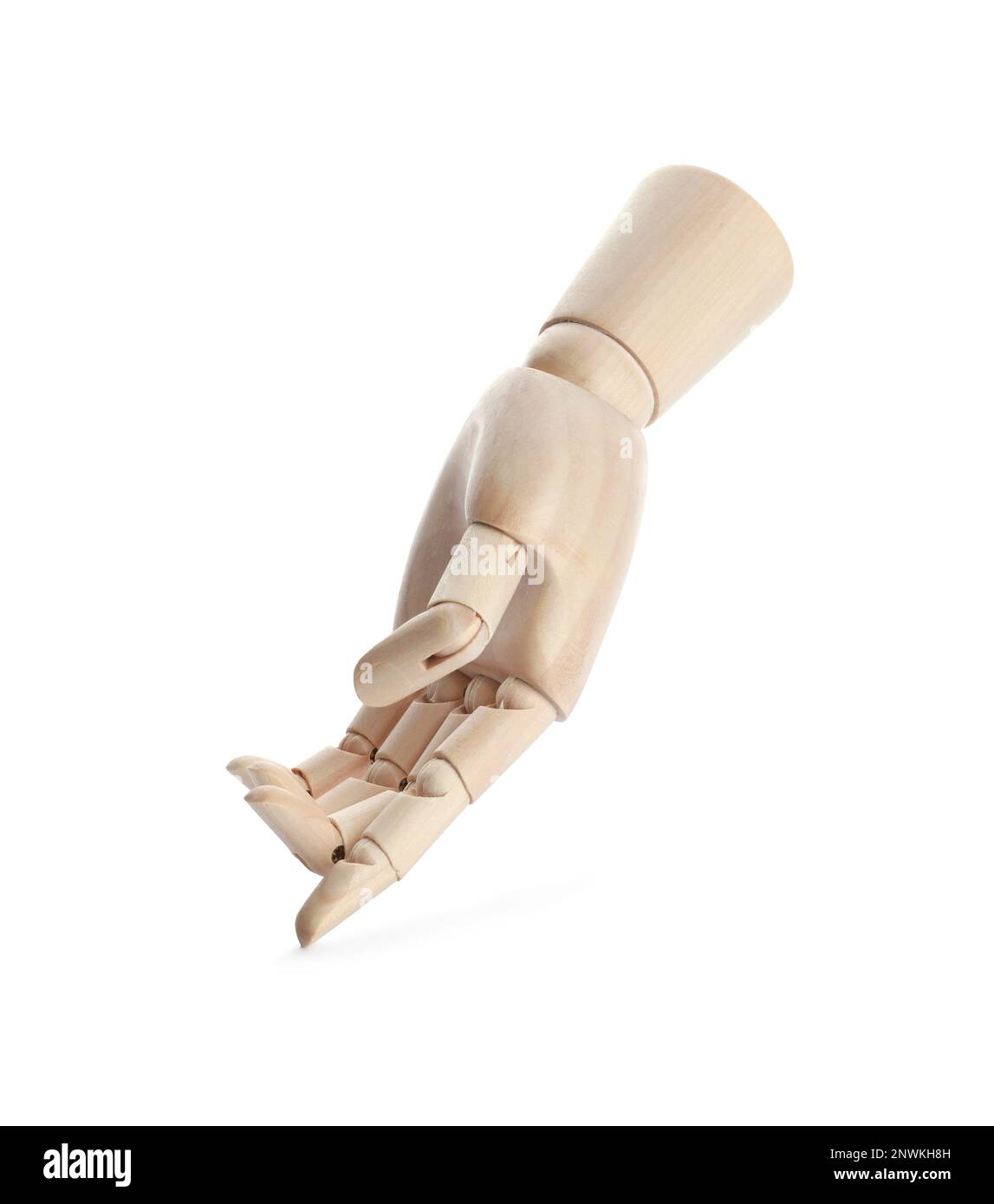 Wooden hand model on white background. Mannequin part Stock Photo - Alamy