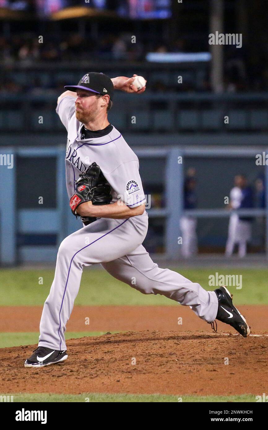 LOS ANGELES, CA - SEPTEMBER 19: Colorado Rockies Pitcher Scott Oberg ...