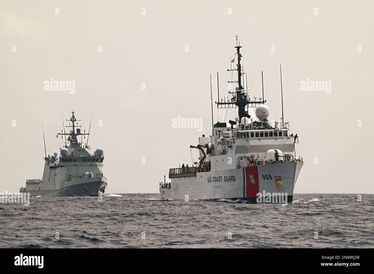 USCGC Spencer (WMEC 905) steams in formation with Spanish Navy Meteoro ...