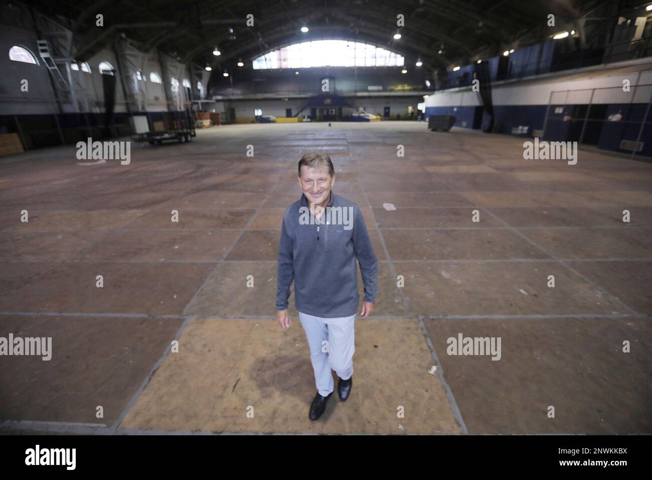 In this Sept. 12, 2018 photo, Ned Edwards walks through Drexel's Armory ...
