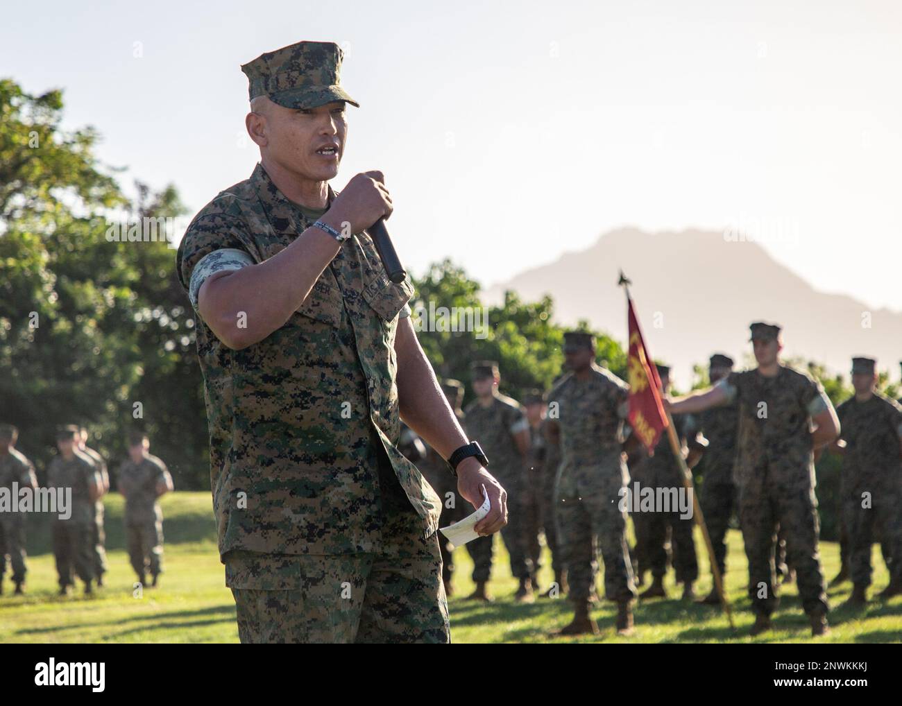 U.S. Marine Corps Sgt. Maj. Rodney E. Nevinger, left, off-going ...