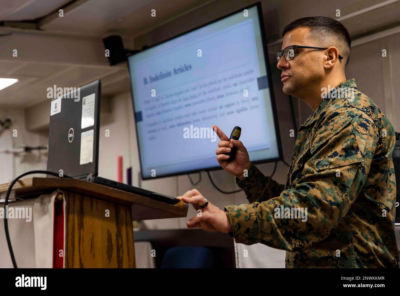 230105-N-XK047-1033 Lt. Pedro Fernandez facilitates a Spanish course in ...