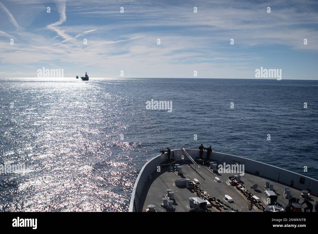 The San Antonio-class amphibious transport dock ship USS Mesa Verde ...