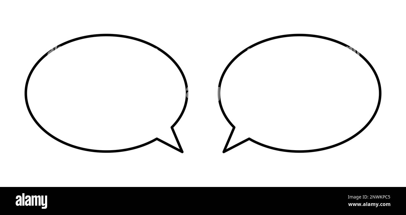 simple comic bubbles, speech bubbles, black line and white background ...