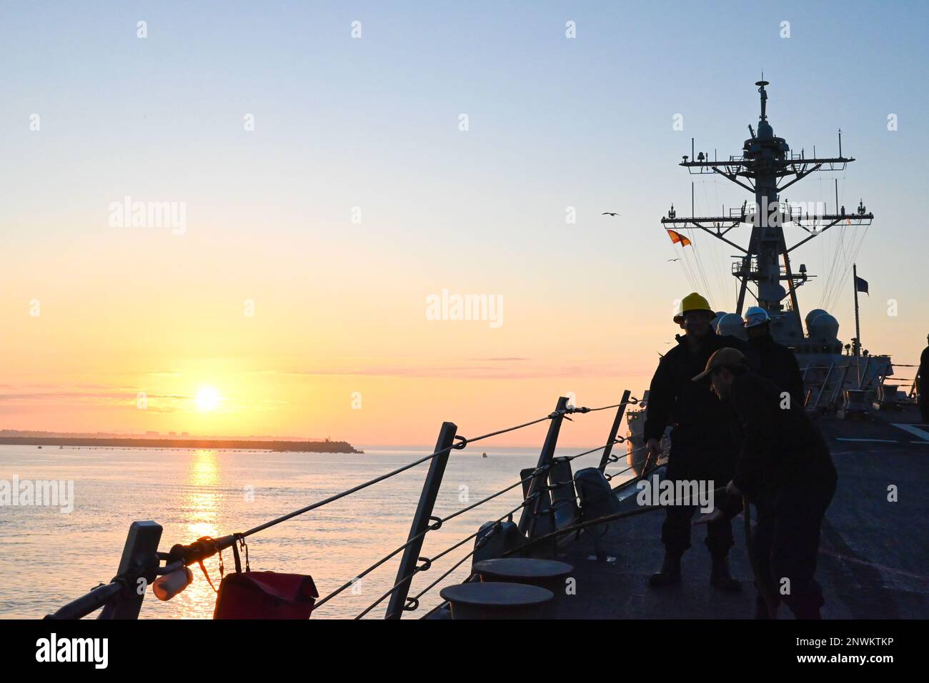 230106-N-DH616-0001 ROTA, SPAIN (JAN 06, 2023) - Sailors stand watch as ...