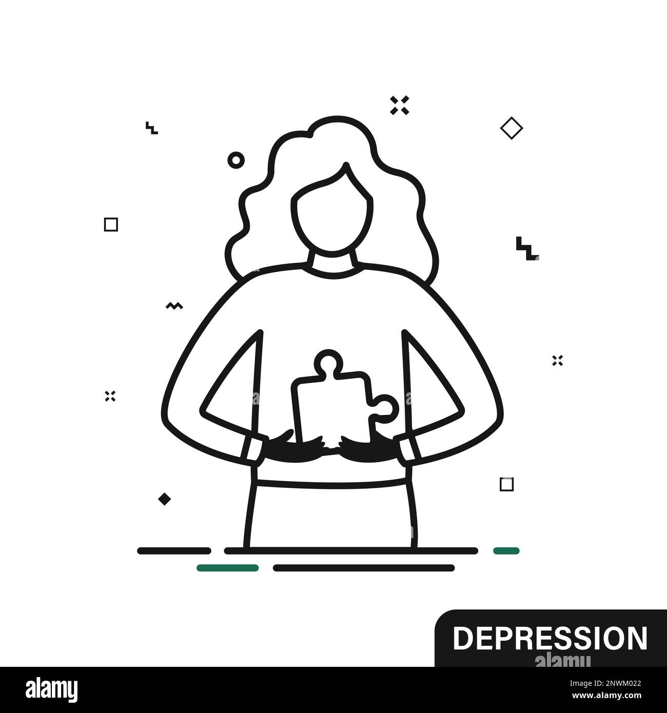 Lonely depressed man with marker, bad mood, psychological disorder ...