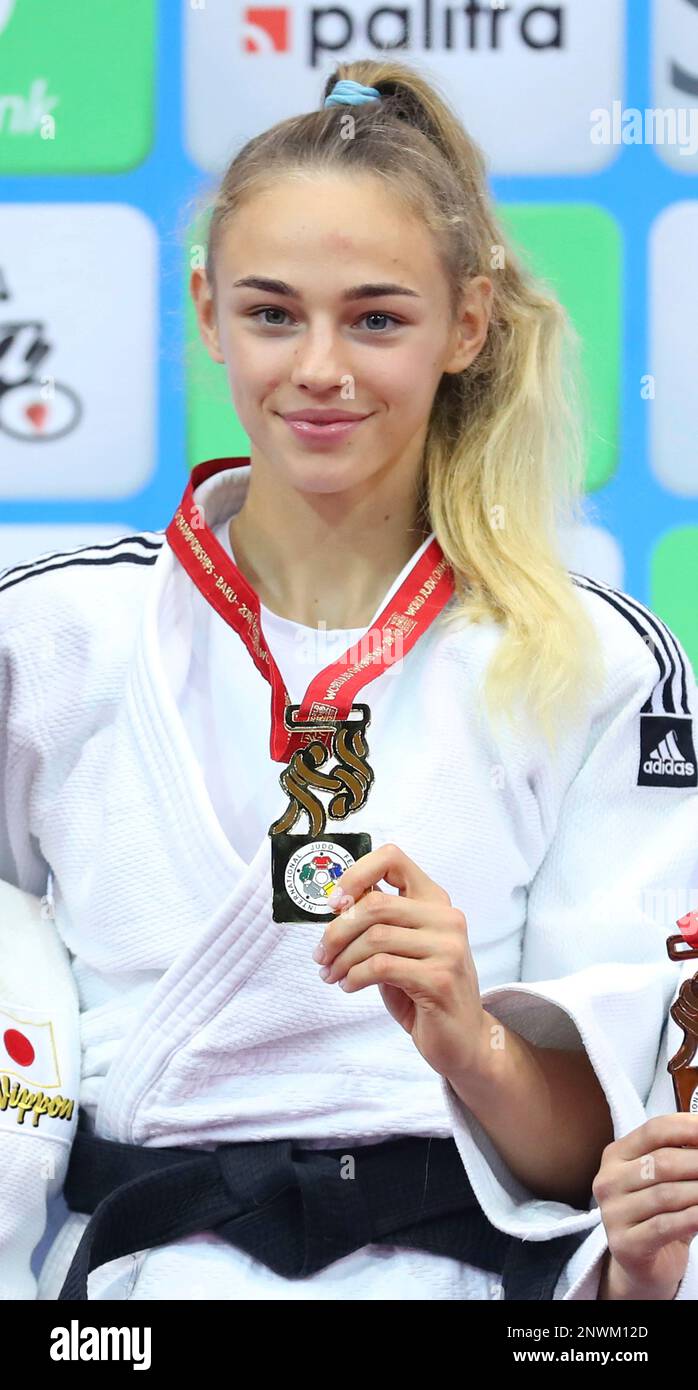 Daria Bilodid of Ukraine celebrates after women's 48kg class of World ...