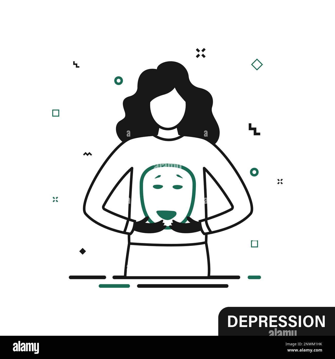 Lonely depressed man with marker, bad mood, psychological disorder ...