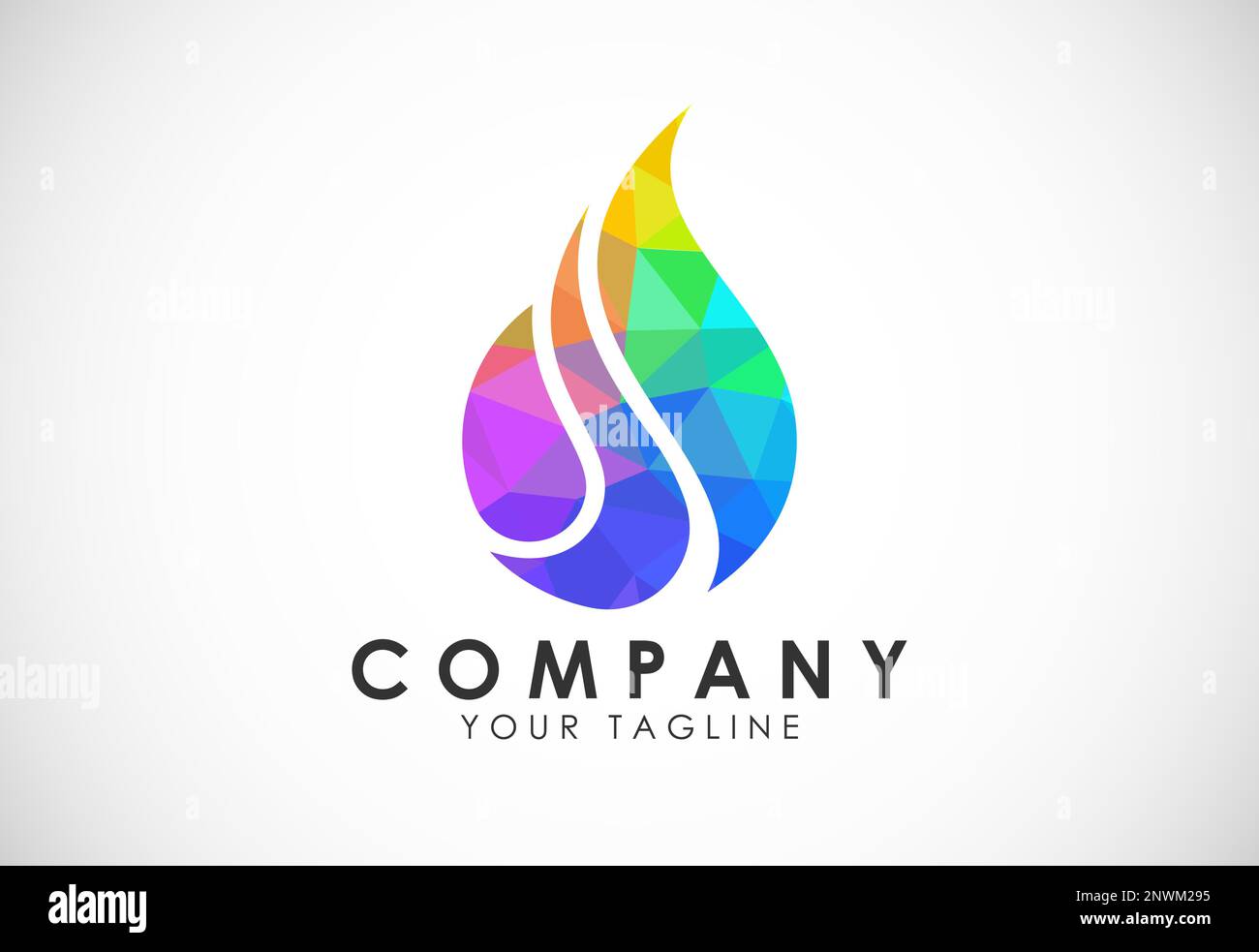 Polygonal Fire Flame Logo. Colorful Low Poly Flame Logo. Low Poly ...