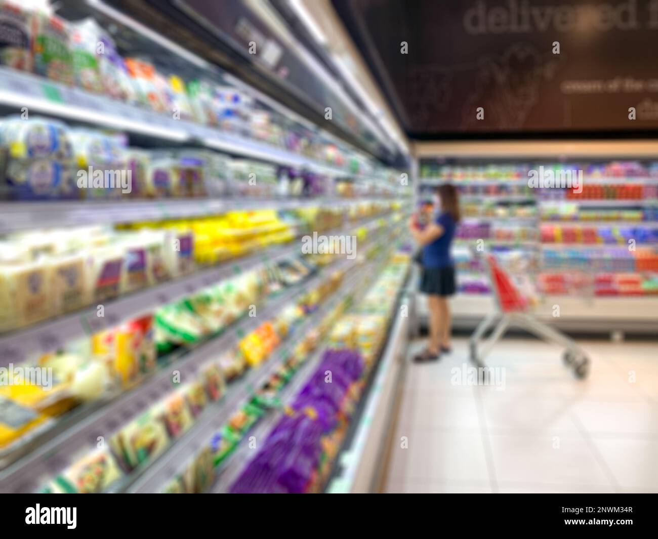 Inside a supermarket with shopper. Blur or defocused for background ...