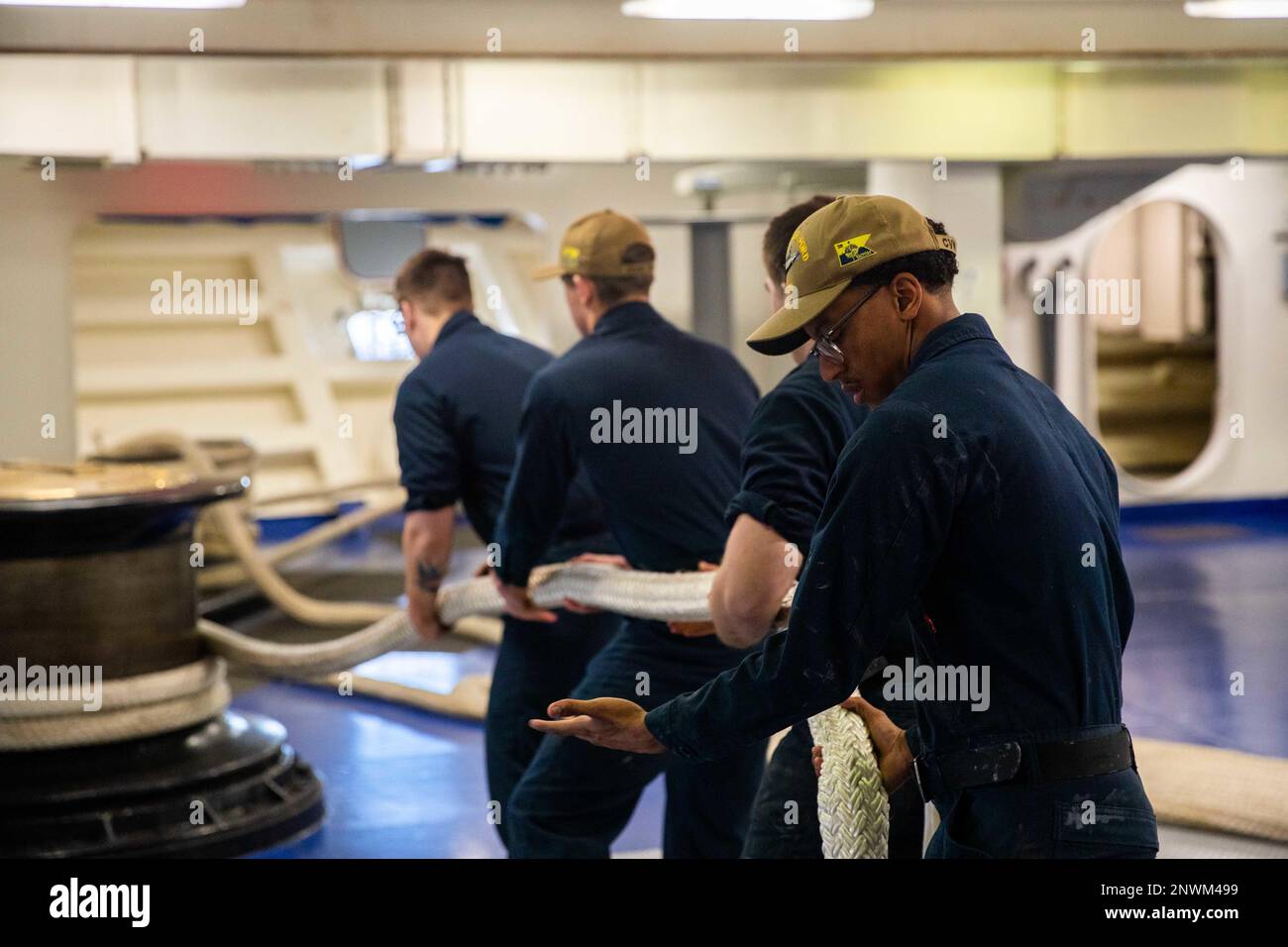 Sailors assigned to the first-in-class aircraft carrier USS Gerald R ...