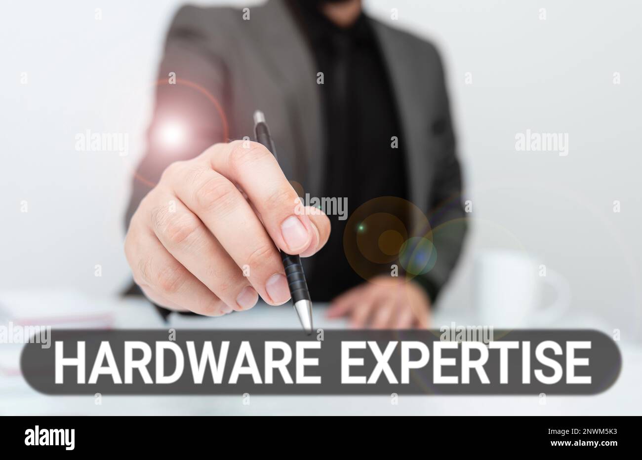 Text caption presenting Hardware Expertise, Business idea machines and ...