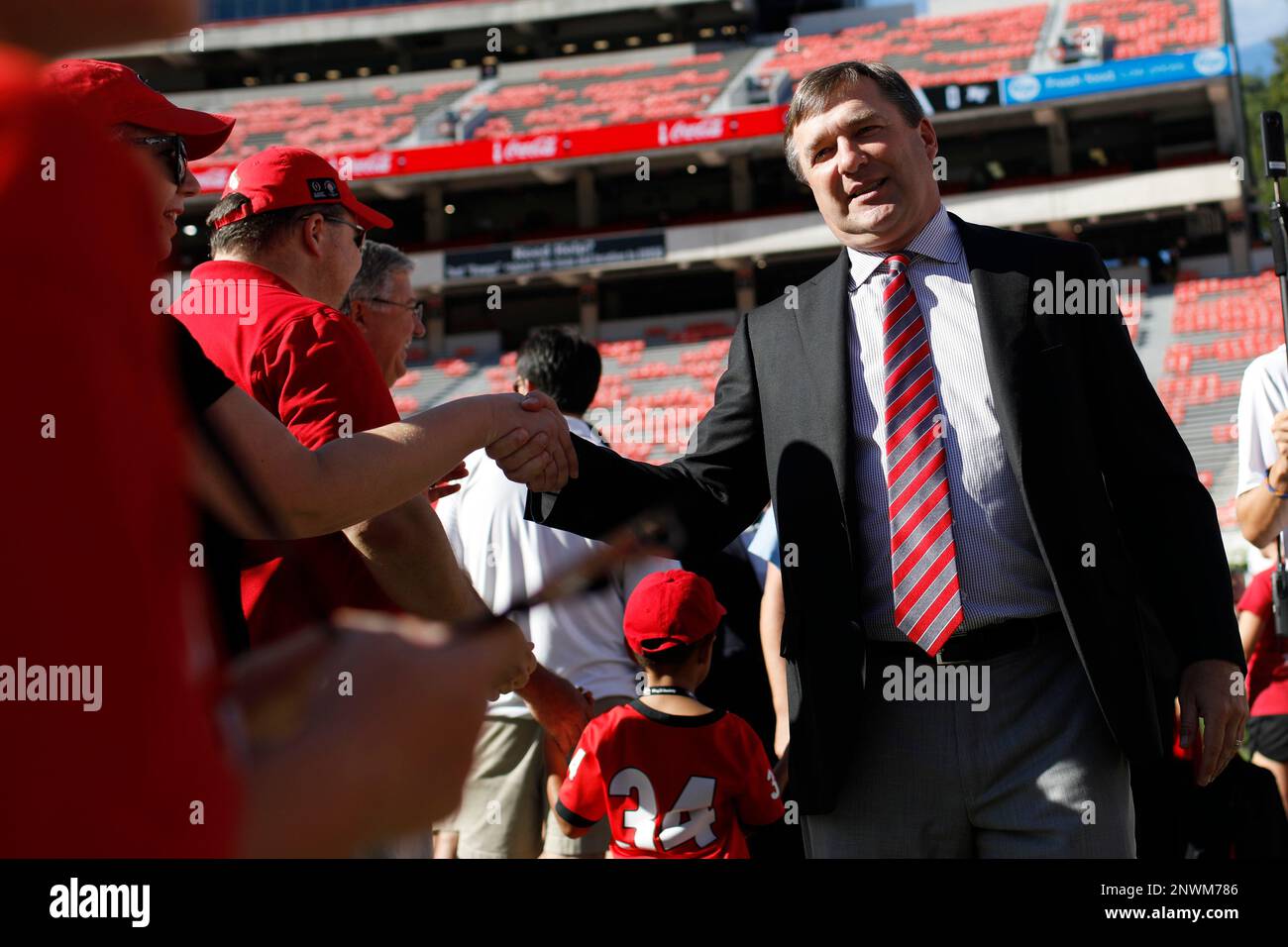 Georgia coach Kirby Smart at the dawg walk before an NCAA college ...