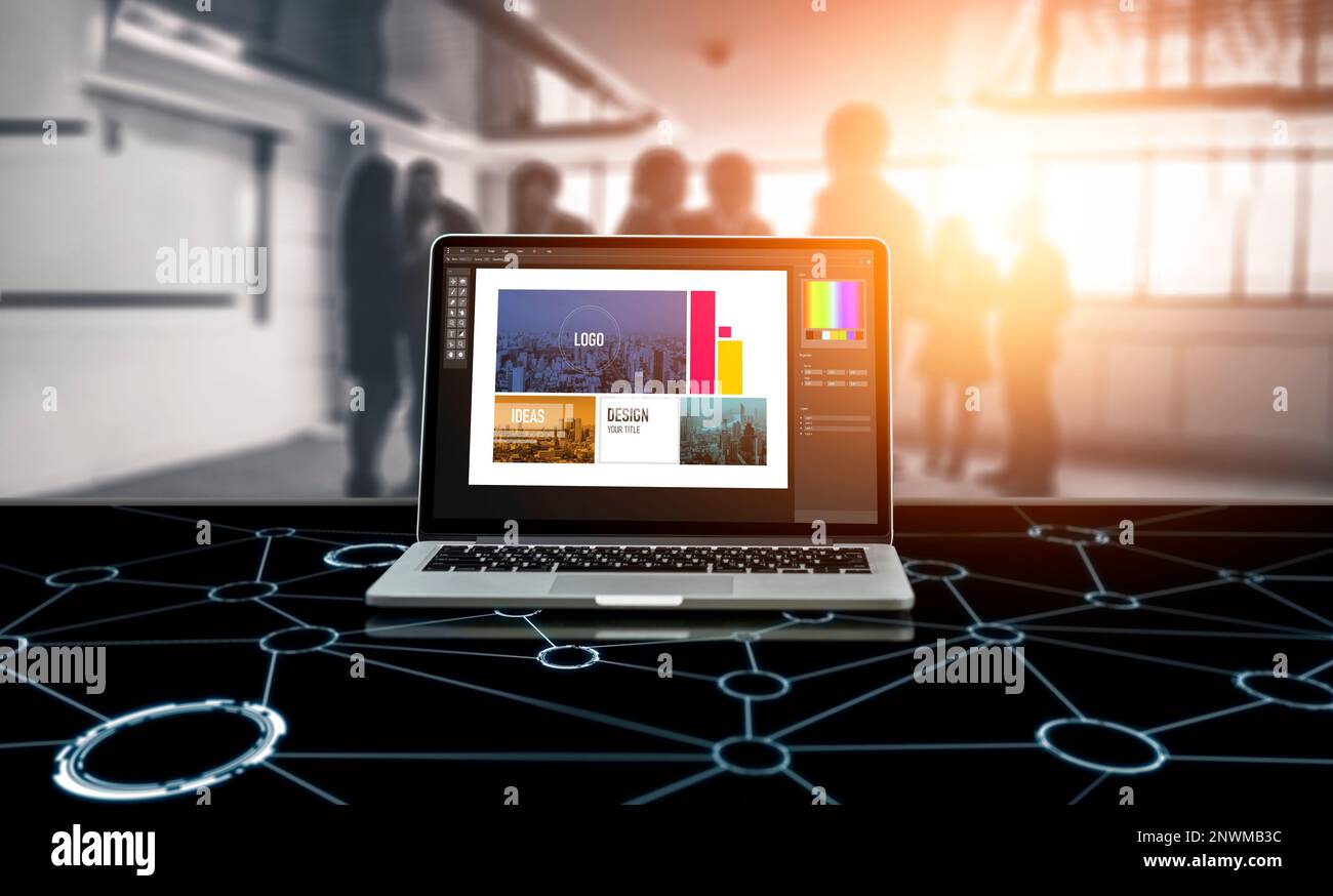 Graphic designer software for modern design of web page and commercial ...