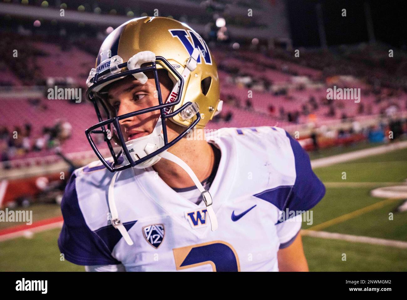 Washington Huskies quarterback Jake Browning (3) after the NCAA college ...