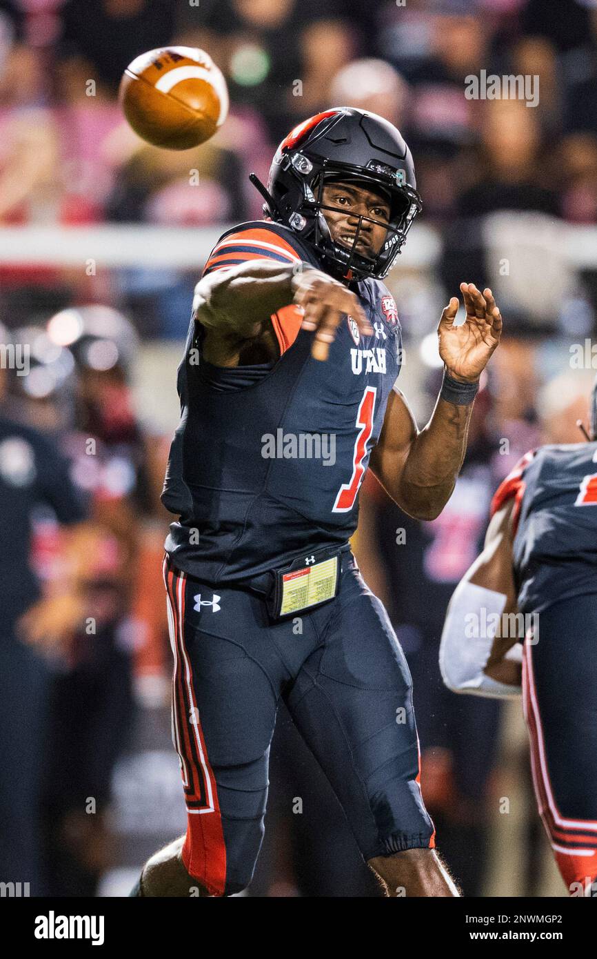 Utah Utes quarterback Tyler Huntley (1) during the NCAA college ...