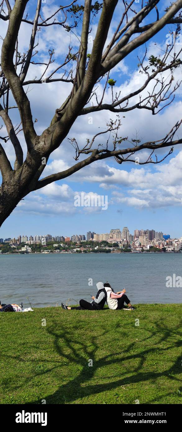 Danshui, Bali New Taipei City - Feb 28, 2023 : Beautiful sunset over ...