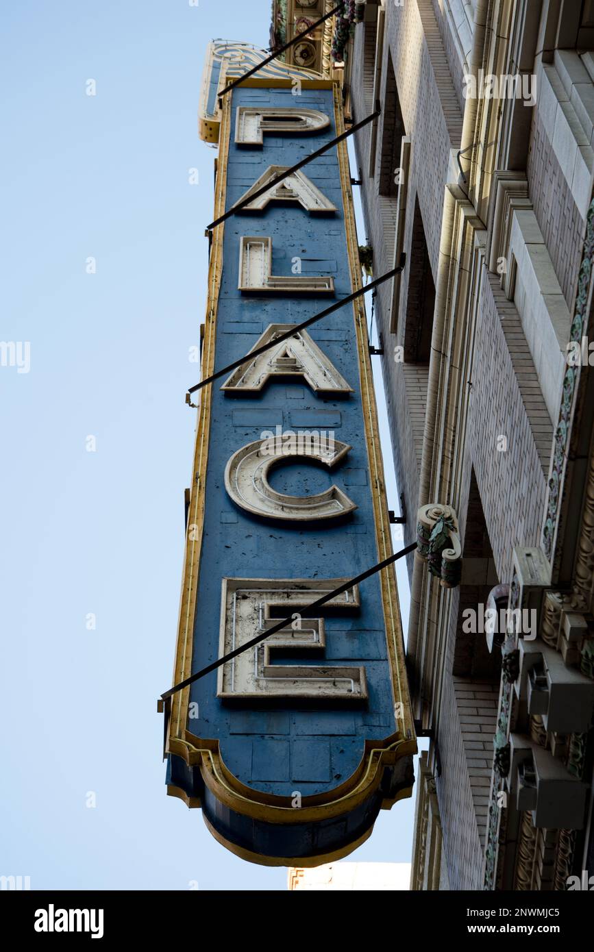 The neon sign for the historic Palace Theater, Los Angeles Stock Photo ...