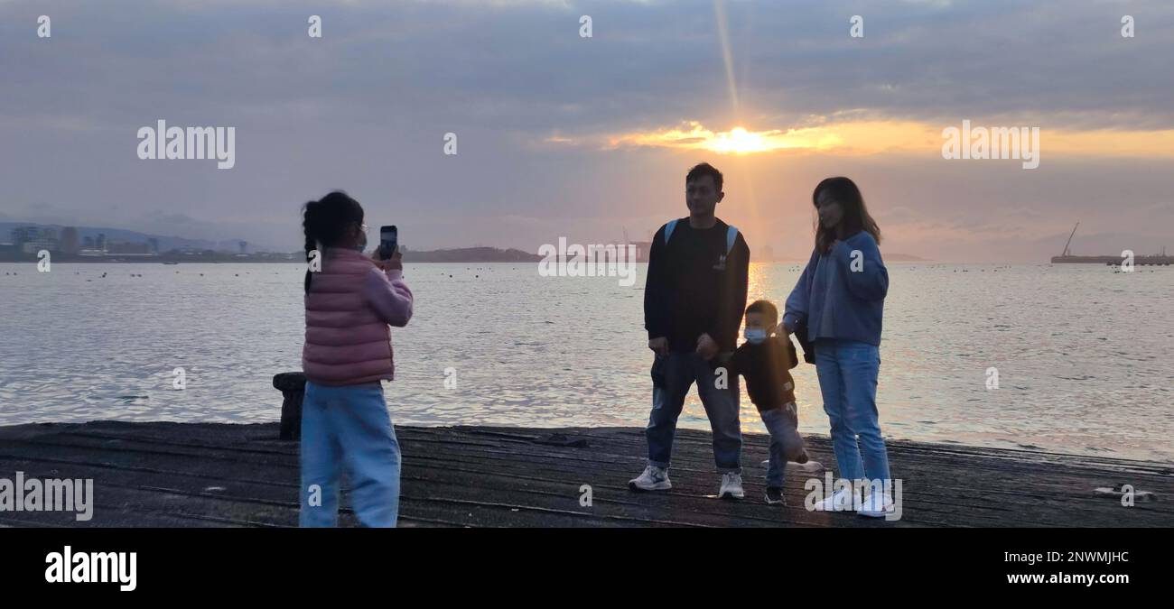 Danshui, Bali New Taipei City - Feb 28, 2023 : Beautiful sunset over ...