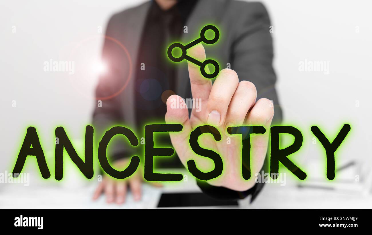Writing displaying text Ancestry, Concept meaning the history or ...