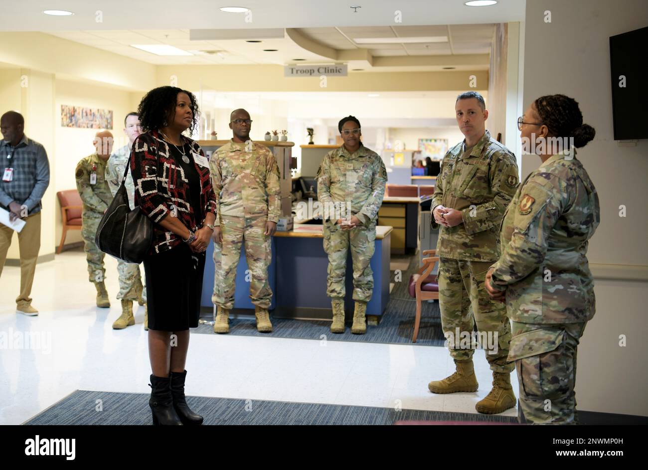 Natalie Hawkins, spouse of Air Force Sustainment Center Commander Lt. Gen. Stacey Hawkins’, left ...