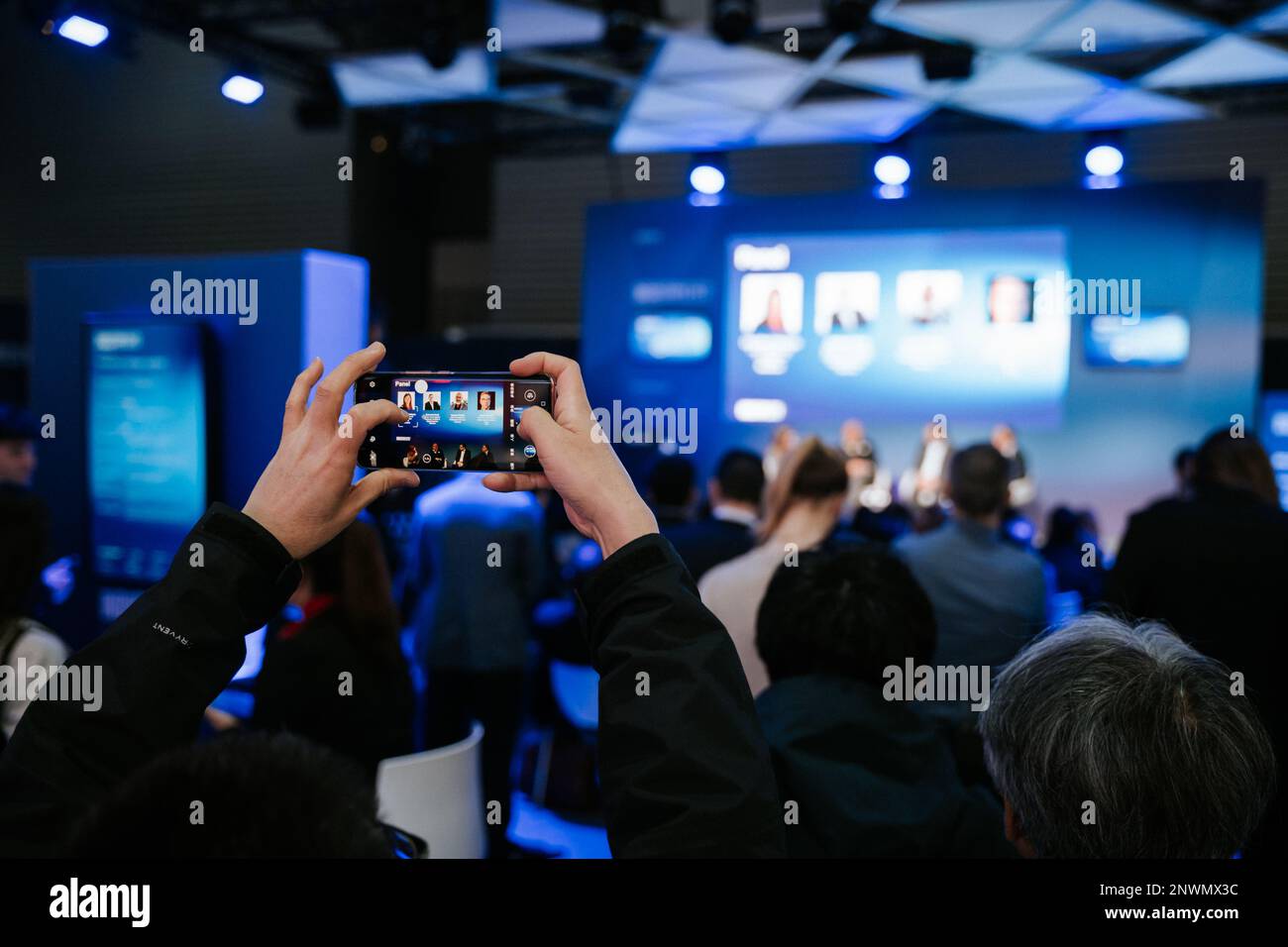 Barcelona , Spain - February 28 2023: Mobile world congress 2023 in ...