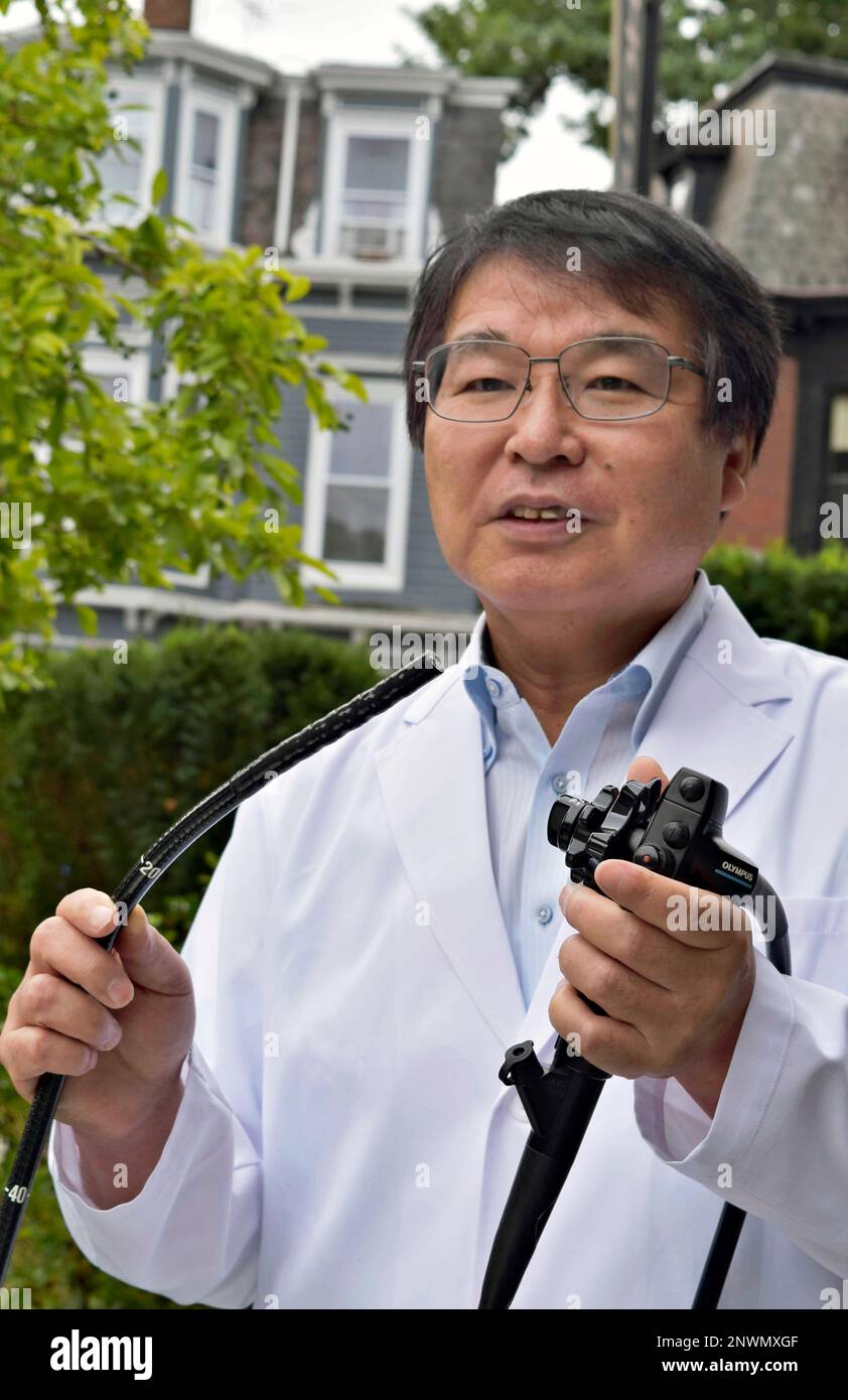 Japan's Dr. Akira Horiuchi of Showa Inan General Hospital speaks to ...